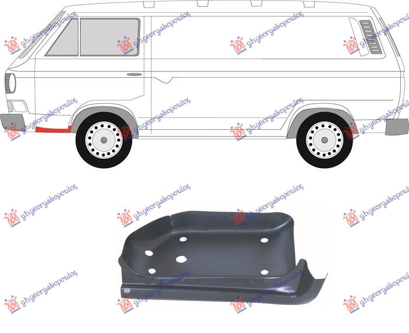 GAZISTE PREDNJIH VRATA Desna str. VW TRANSPORTER (T3) (1979-1991) (OEM: 251801174)