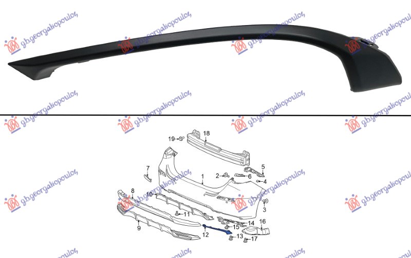 LAJSNA ZADNJEG BRANIKA (IZNAD AUSPUHA) Desna str. HONDA CIVIC H/B (2022-) (OEM: 71541-T43-J50, 71541T43J50)