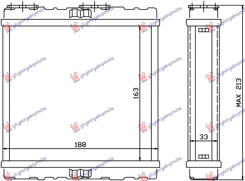 GREJAC KABINE BENZIN/DIZEL (163x188x120) SAAB 9000 (1992-1997) (OEM: 7495625)