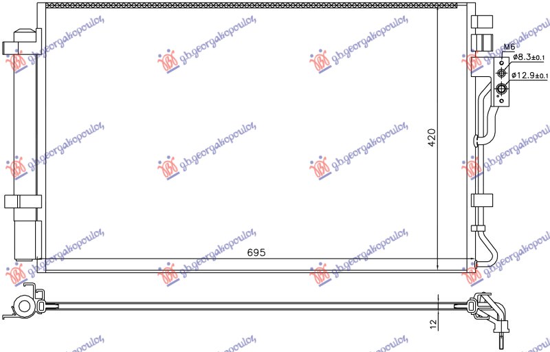 HLADNJAK KLIME 2.4 DIZEL (695x420x12) KIA SORENTO (2009-2012) (OEM: 976062P600)