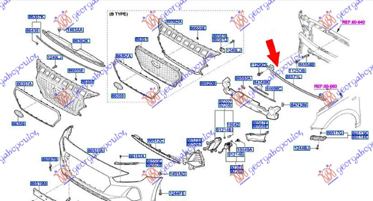 OJACANJE PREDNJEG BRANIKA DONJ. (O) HYUNDAI i30 HATCHBACK (2020-) (OEM: 86571-G4000, 86571G4000)