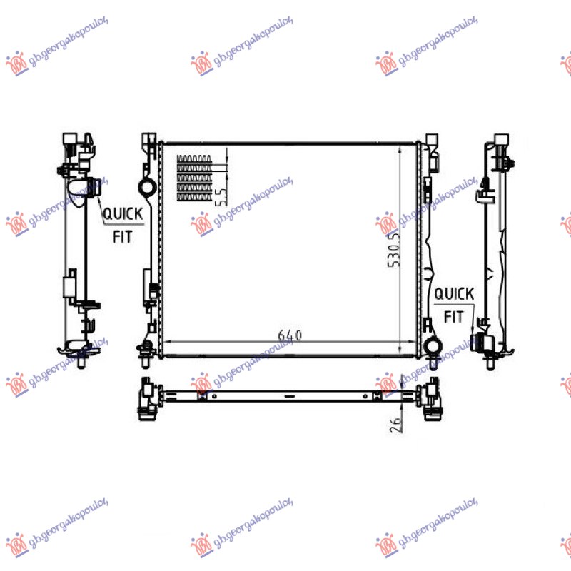 HLADNJAK MOTORA 2.0/3.0 BENZIN/HIBRID – 2.0/2.9 DIZEL/HIBRID (645x523x26) MERCEDES GLE (167) (2019-) (OEM: 1675006201)