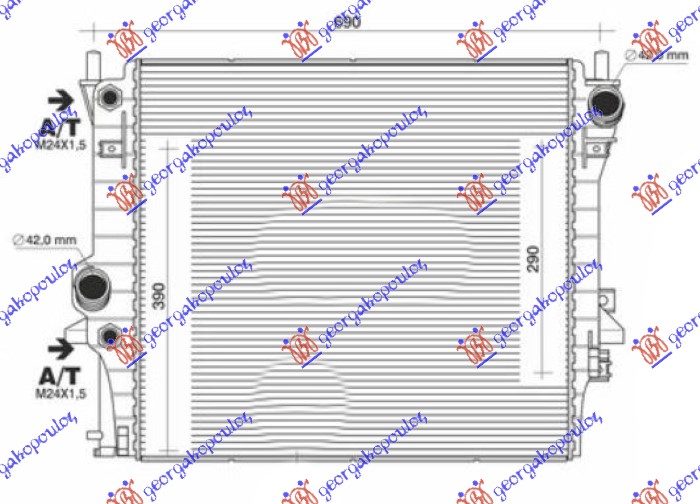 HLADNJAK MOTORA 2.5-3.0-4.0-4.2 AUTO 572×508 JAGUAR XJR (2004-2008) (OEM: C2C1448, C2C36506, XR847964)