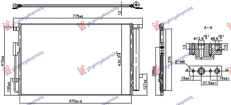 HLADNJAK KLIME 2.4/3.5 BENZIN (670x430x12) HYUNDAI SANTA FE (2018-2020) (OEM: 97606C6500, 97606C6550, 97606C6650)