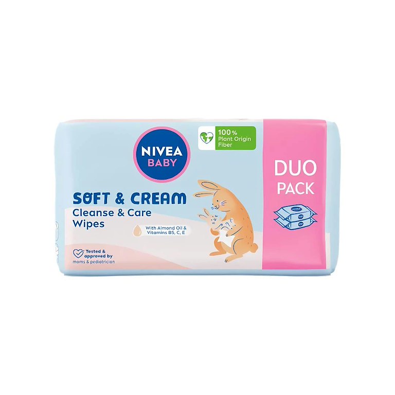 NIVEA Baby Soft & Care Vlažne Maramice za Bebe i Decu DUO PACK 2x57 Komada