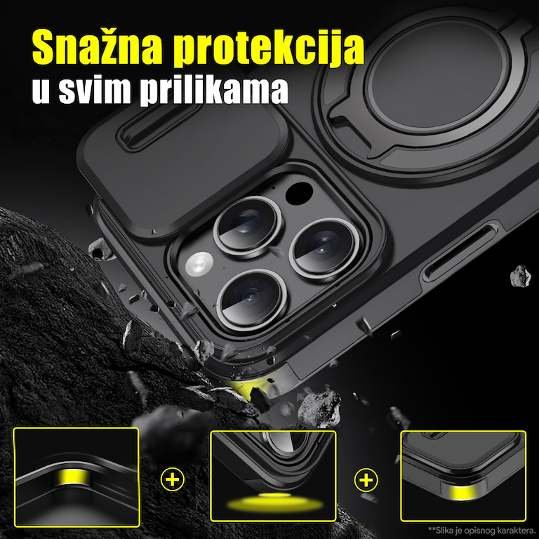 Futrola CamShield Ring stand za Samsung S918B Galaxy S23 Ultra crna