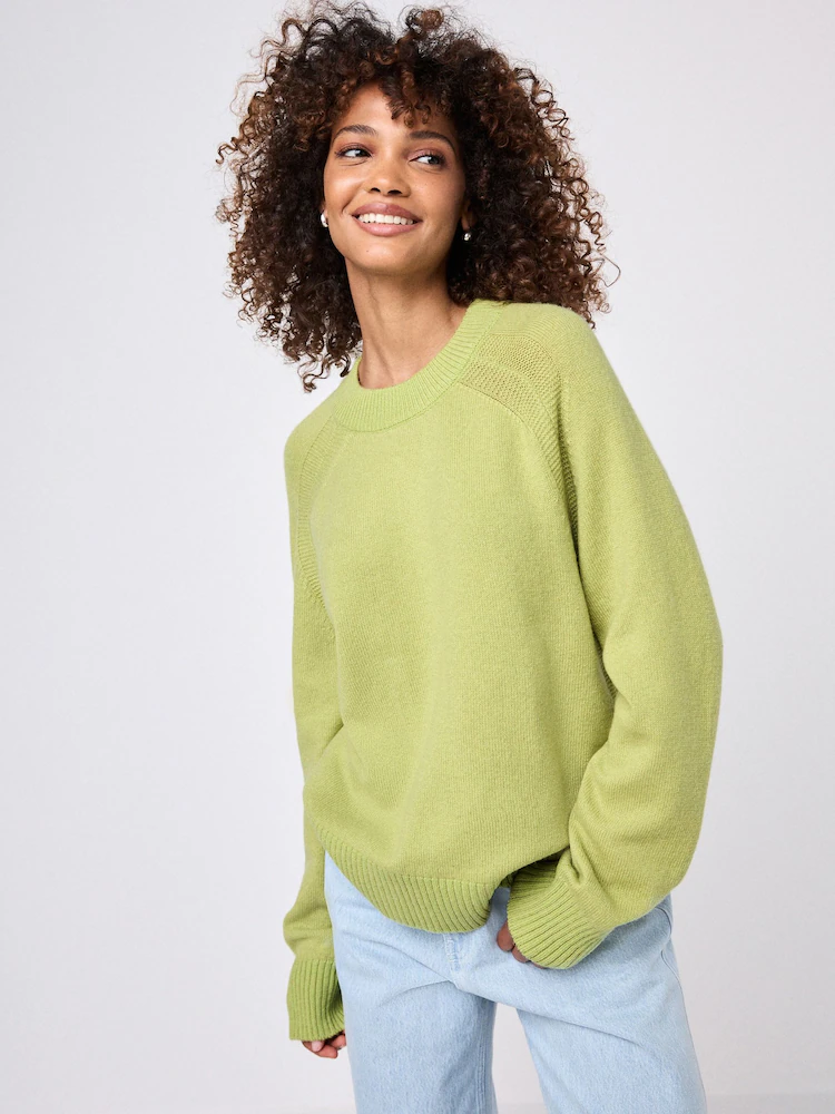 Lime Green Premium 100% Lambswool Crew Neck Jumper