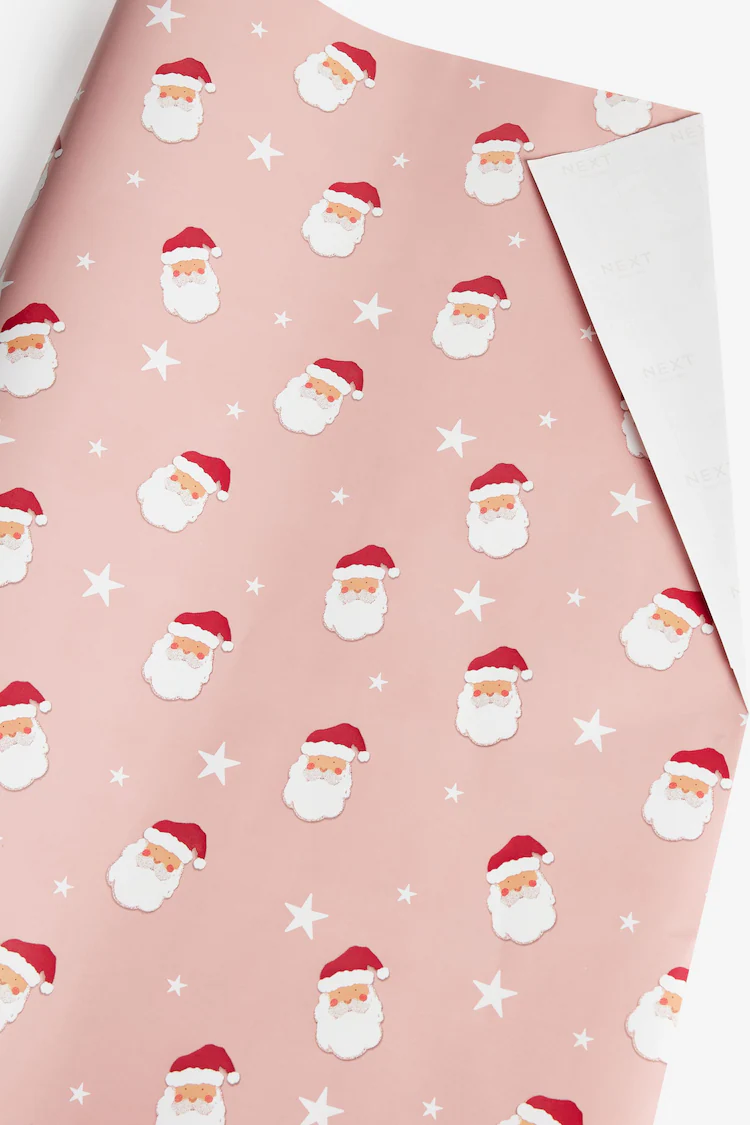 Pink Santa Extra Wide 10m Christmas Wrapping Paper