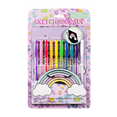 Blok black paper i gel olovke set 10 - Glitter Rainbows Time