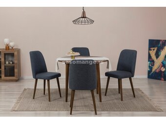 HANAH HOME Trpezarijski sto i stolice Vina 1048 Walnut Navy Blue