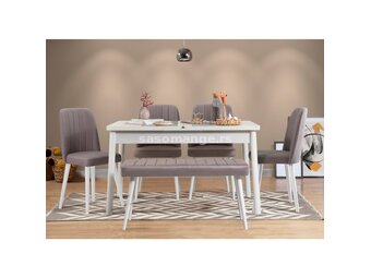 HANAH HOME Trpezarijski sto i stolice Santiago White Grey