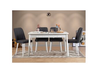 HANAH HOME Trpezarijski sto i stolice Santiago White Anthracite V2