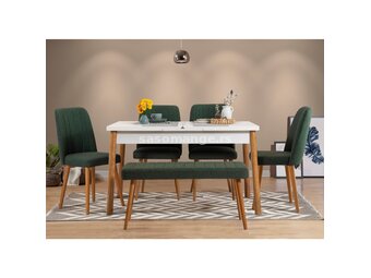 HANAH HOME Trpezarijski sto i stolice Santiago Atlantic White Green