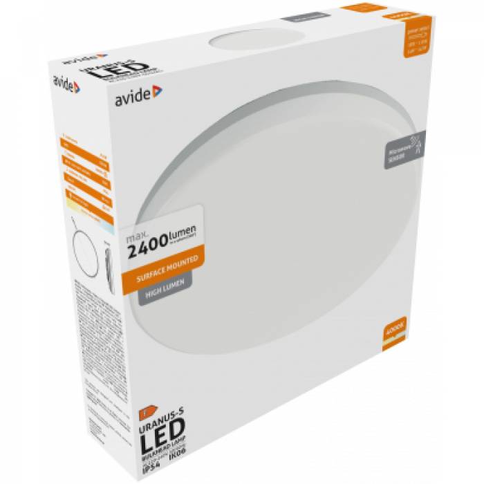 LED plafonjera Uranus IP54 18/24W NW 4000K bela senzorom