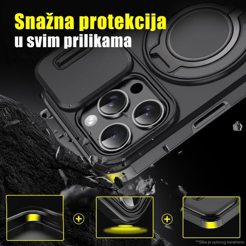 Futrola - maska CamShield Ring stand za Samsung S918B Galaxy S23 Ultra crna