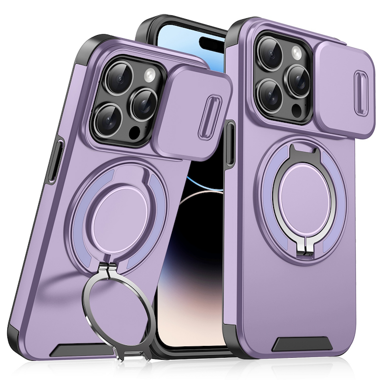 Zastitna maska (futrola) CamShield Ring stand - iPhone 14 Pro ljubicasta