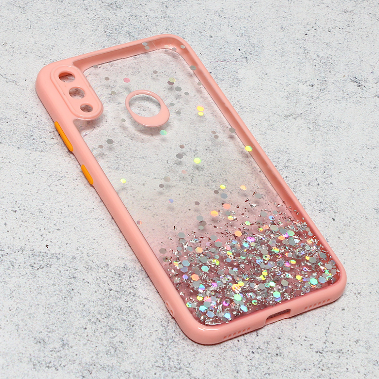 Maska(Futrola) Frame Glitter za Huawei Y7 2019/Y7 Prime 2019 roze