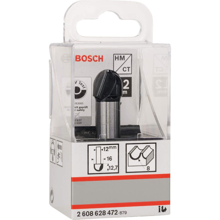 Bosch Glodalo za poluokrugle kanale 12mm, R1 8 mm, D 16 mm, L 12,7 mm, G 54 mm, 2608628472