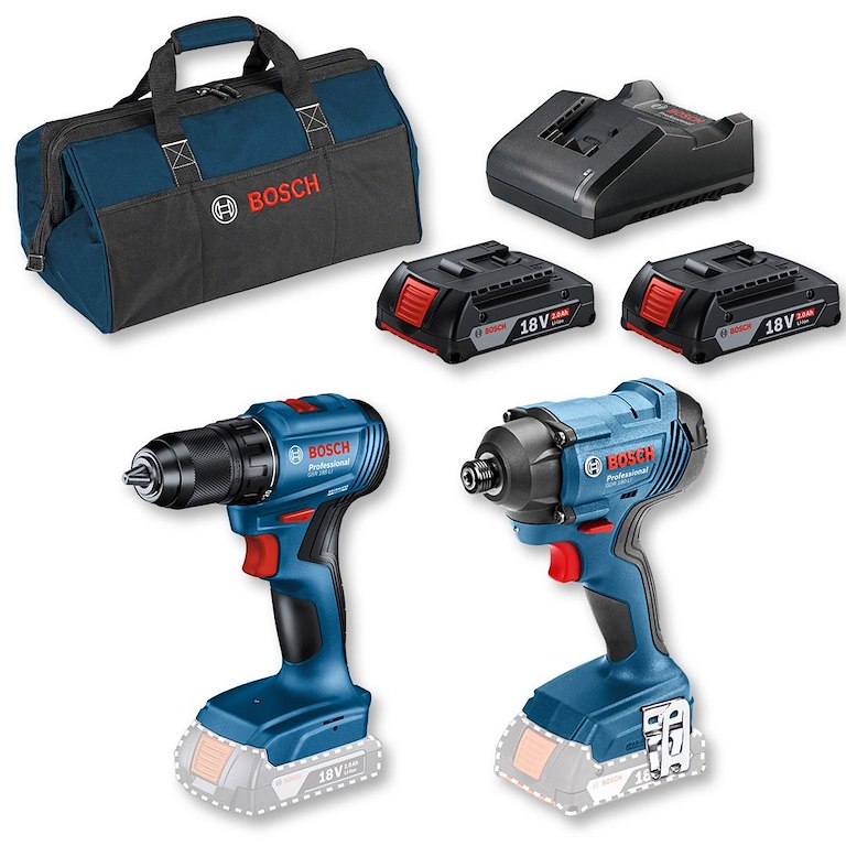 Aku. set Bosch GSR 185-Li + Bosch GDR 180-Li; 18V; 2x2Ah