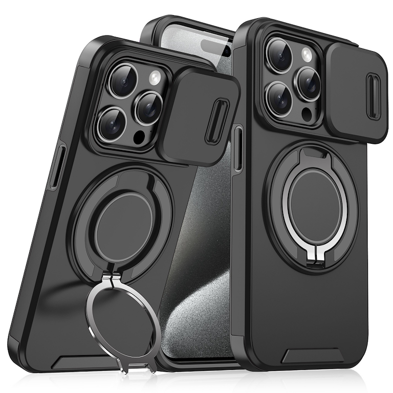Zastitna maska (futrola) CamShield Ring stand - iPhone 15 Pro Max 6.7 crna