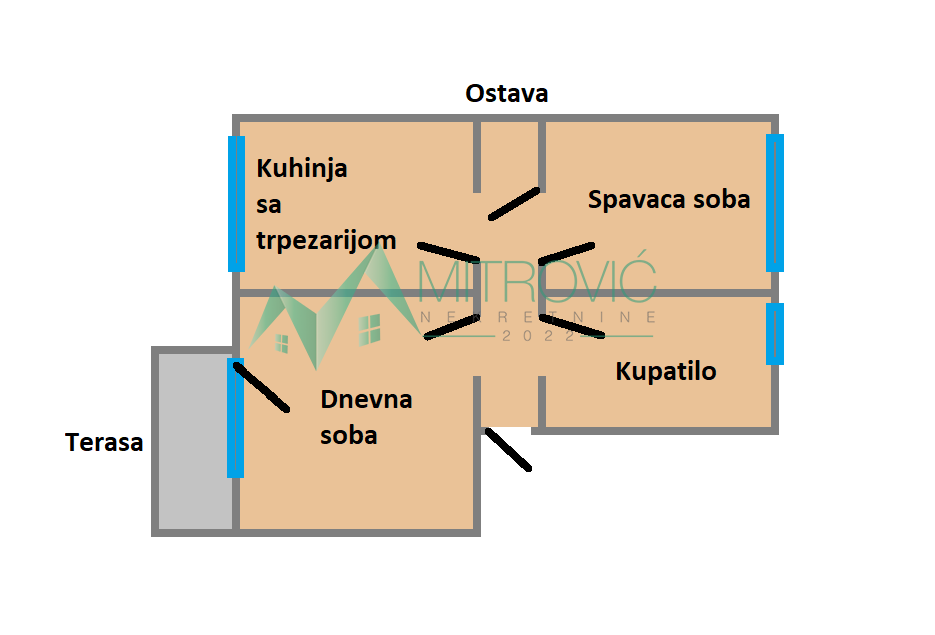 Podbara, dvosoban, 48m2