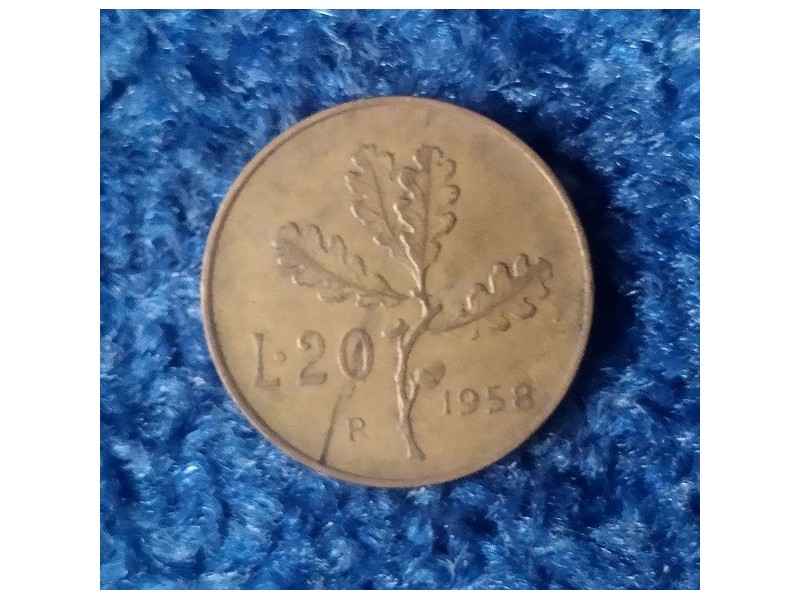 ** ITALIJA - 20 LIRA 1958. **