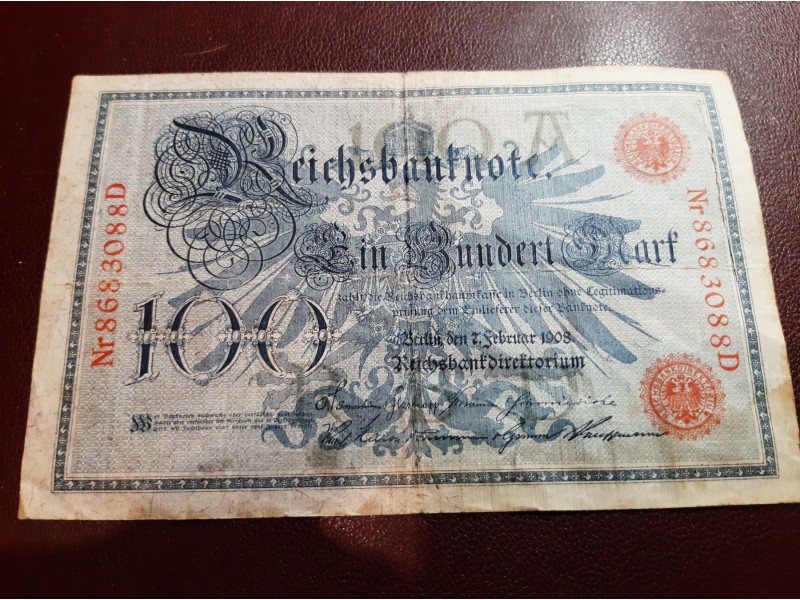 100 REICHSBANKNOTE 1908'