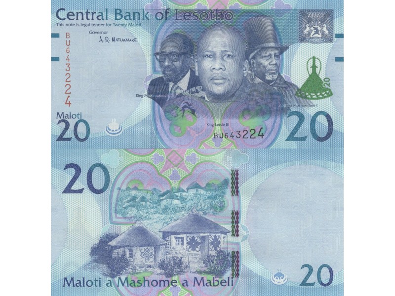 LESOTO Lesotho 20 Maloti 2021 UNC, P-new