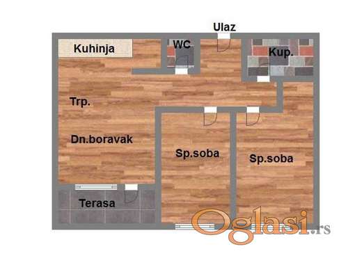 Tip Top - 57m2- Trosoban - B. P. Pavla 2250e/m2 - cena sa PDV-om