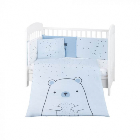 KikkaBoo posteljina sa ogradicom 6pcs 60x120cm Bear With Me Blue