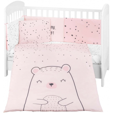 KikkaBoo posteljina sa ogradicom 6pcs 60x120 Bear with Me pink