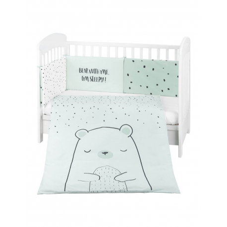 KikkaBoo posteljina sa ogradicom 6pcs 60x120 Bear with Me mint