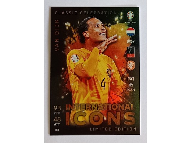 2024 Match Attax UEFA Euro Van Dijk International Icon