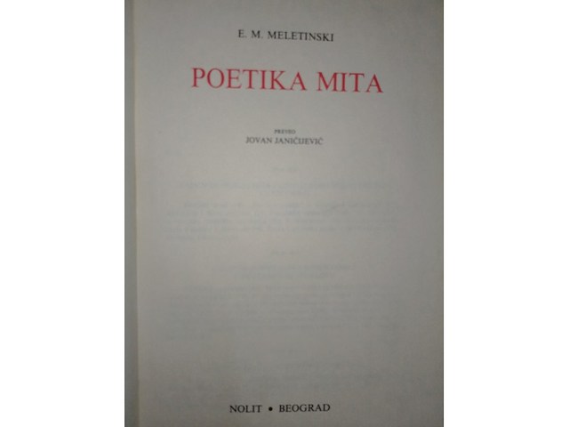 POETIKA MITA -.E.M. MELETINSKI