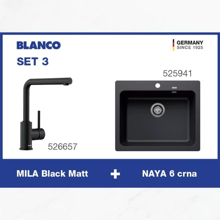 BLANCO SET (NAYA 6 crna + MILA Black Matt)