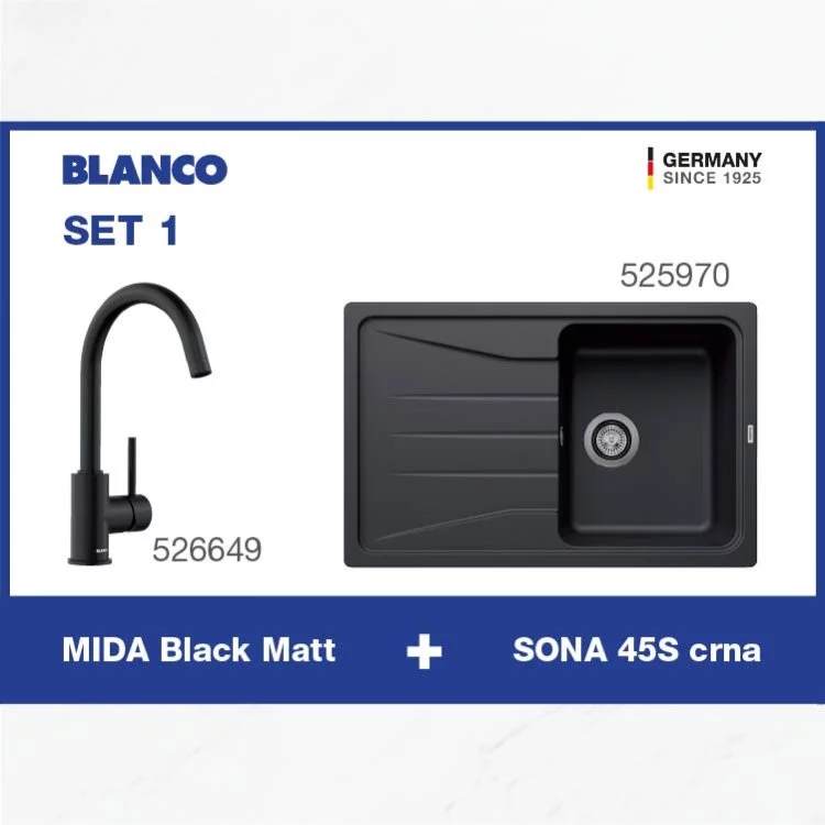 BLANCO SET (SONA 45 S crna + MIDA Black Matt)
