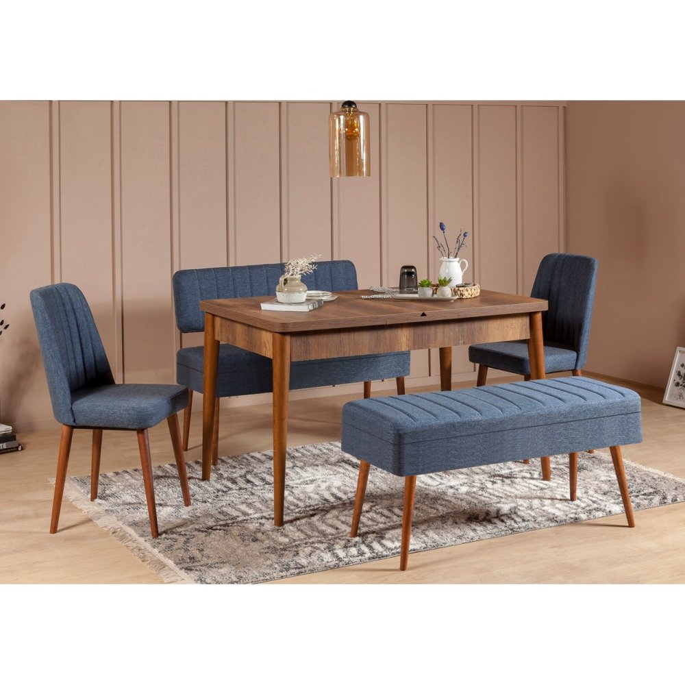 HANAH HOME TRPEZARIJSKI SET VINA 1048 4 WALNUTDARK BLUE