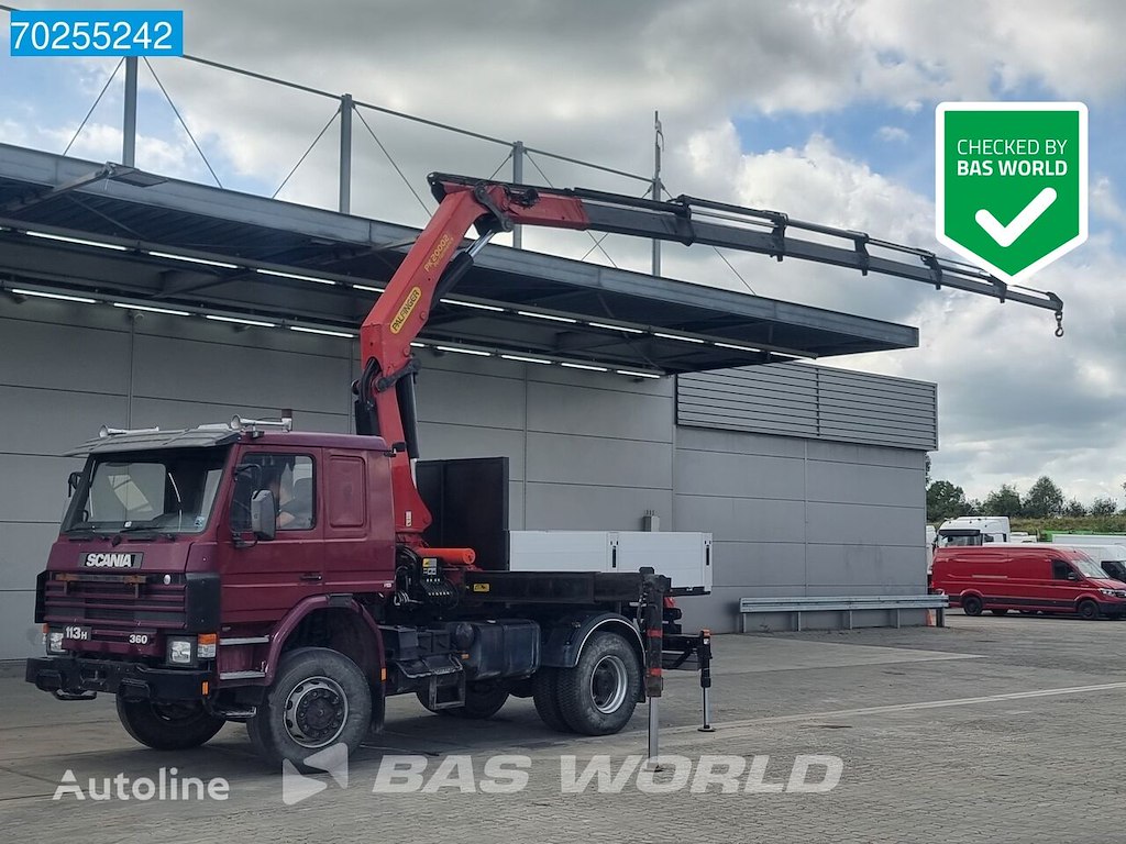 Scania P113M 4X4 Palfinger PK20.002 4x4 Big-Axle Steelsuspension Euro1 kamion s ravnom platformom