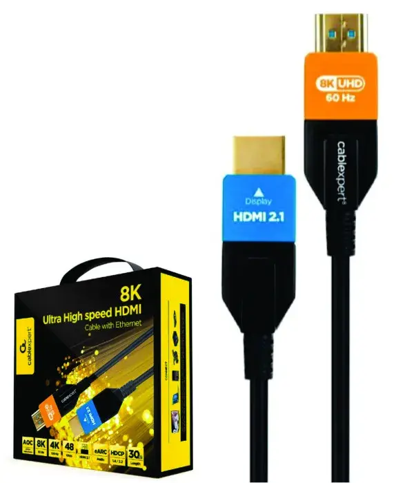 Gembird CC-HDMI8K-AOC-30M Aktivni optički HDMI kabal 2.1 8K UHD ULTRA High speed sa Ethernet, 30m, Crni