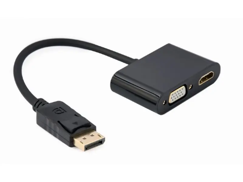 GEMBIRD (A-DPM-HDMIFVGAF-01) adapter DisplayPort (muški) na HDMI (ženski) + VGA (ženski) crni