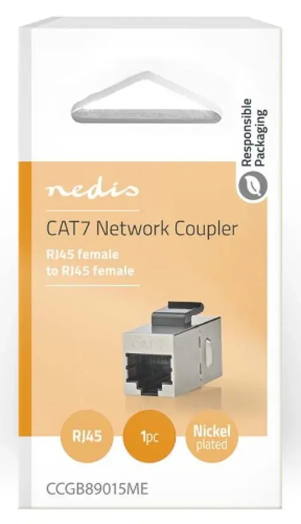 Nedis CCGB89015ME Adapter, RJ45 , CAT6a / CAT7, Metalni