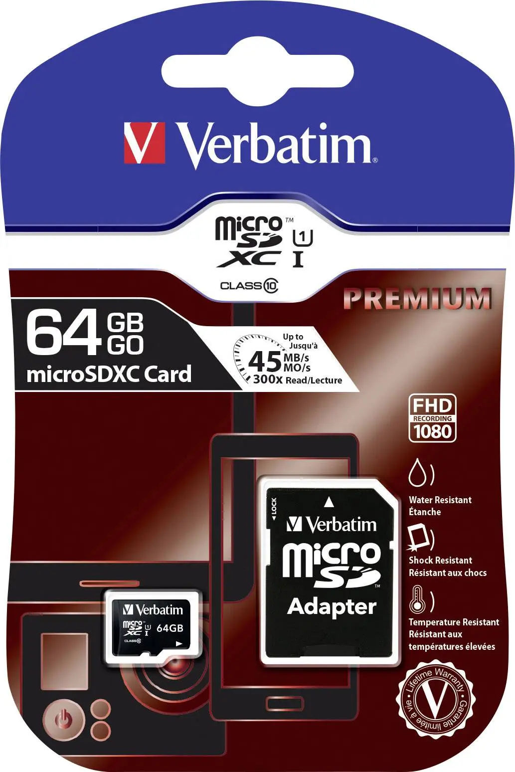 Verbatim MicroSD U1 64GB Adp (44084)