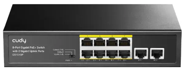 Cudy GS1010PS2 Mrežni ruter 8-Port Gigabit PoE+ Switch, 2 Uplink Gigabit Ports, 2 Gigabit SFP Slots 120W