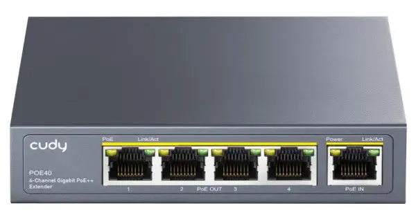 Cudy POE40 Mrežni ruter 60W/30W Gigabit POE+ Extender, 802.3af/802.3at Standard, 100m, Metal