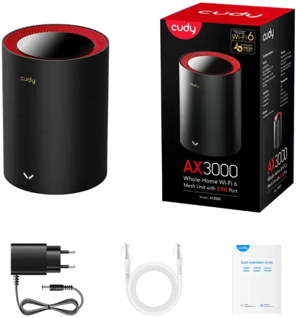 Cudy M3000 Mrežni sistem, Mesh, Wi-Fi 6, 2.5G, AX3000, Crni