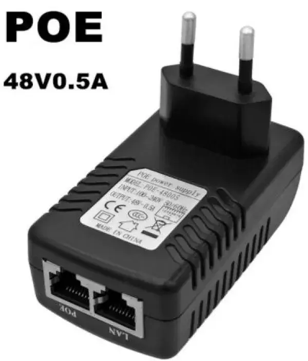 Gembird POE-INJ-4805 Mrežni adapter Injector, 48V/0.5A 24W, POE 100mbps sa 2x RJ45, 100m, Crni