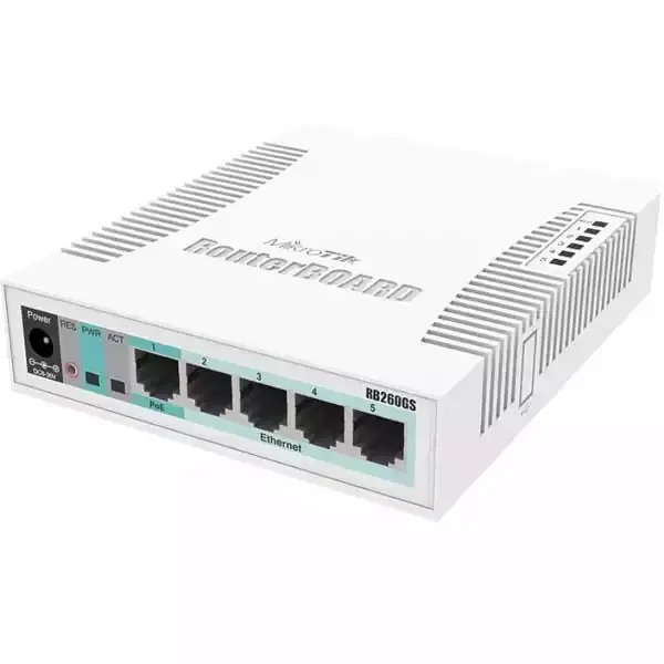 MIKROTIK Upravljiv svič sa 5 x Gigabit portova RB260GS/CSS106-5G-1S + 1 x Giga SFP slot, MAC filt