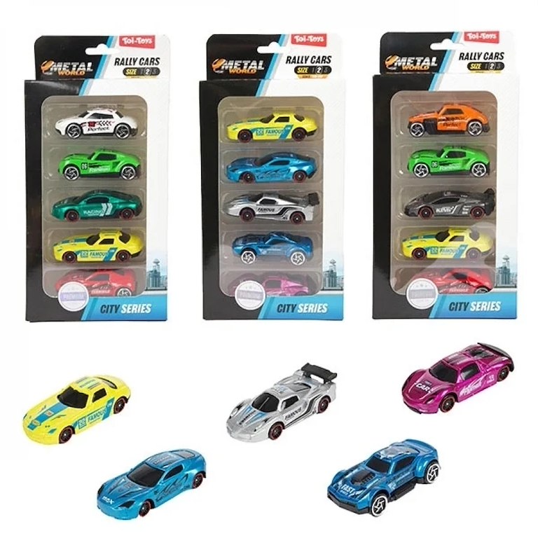 METAL RELLY AUTO SET 5PCS, 3ASS CENA ZA 1 KOM