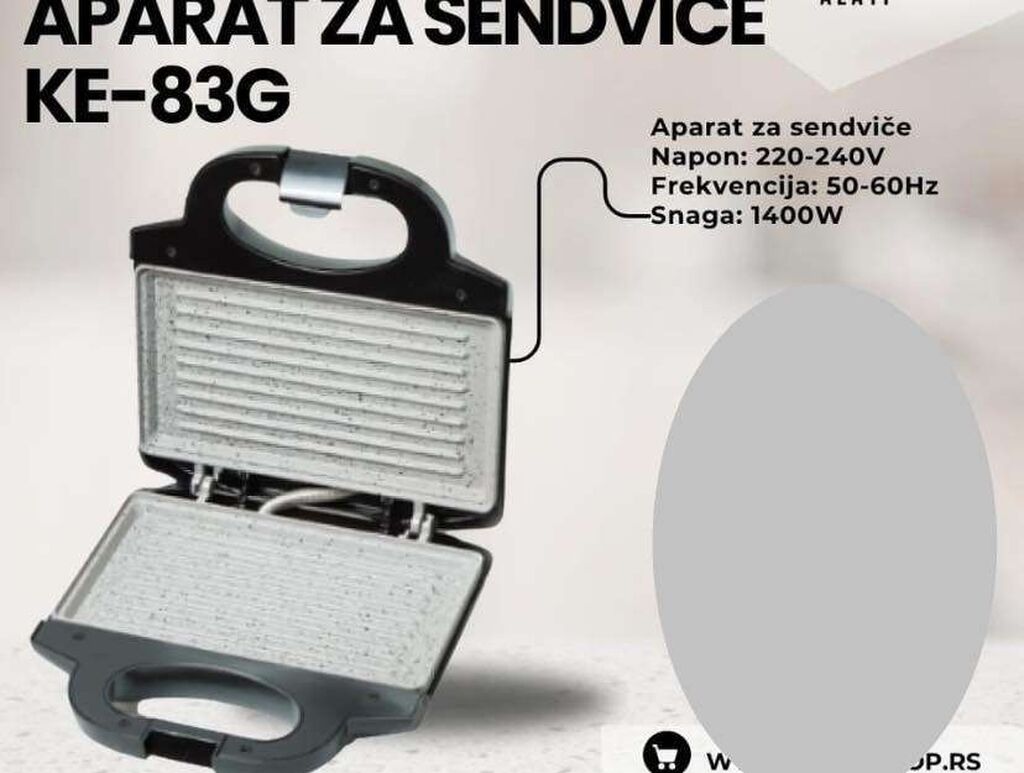 Aparat za sendviče Napon: 220-240V Frekvencija: 50-60Hz Snaga