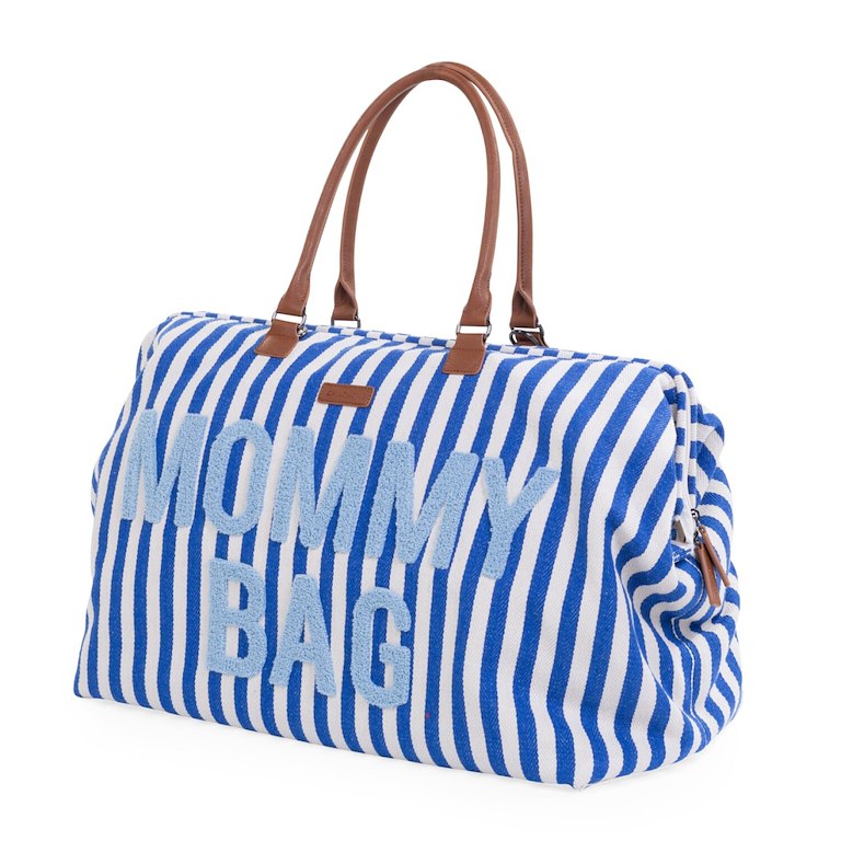 MOMMY BAG BIG, Stripes - Nude/Terracotta